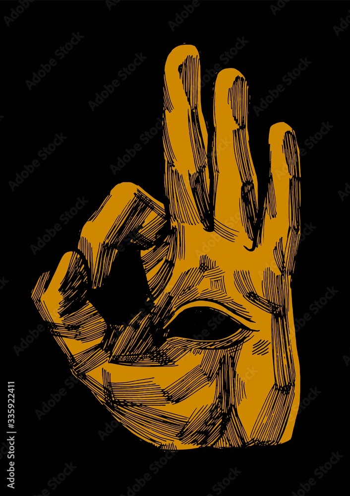 Ok sign palm with an eye in it. Occult vector illustration. Stock ...