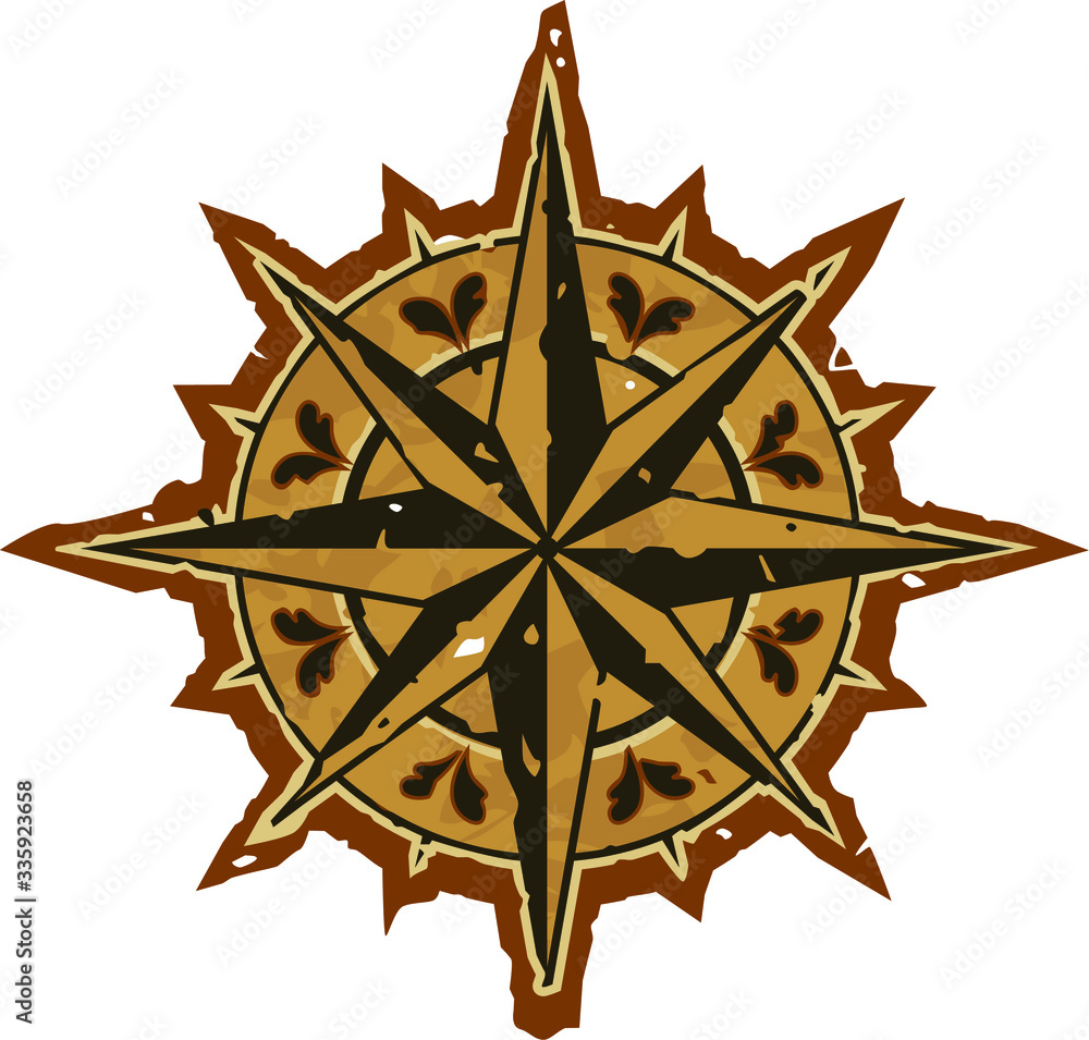 Vector compass rose isolated on white. Can represent directions, a ...