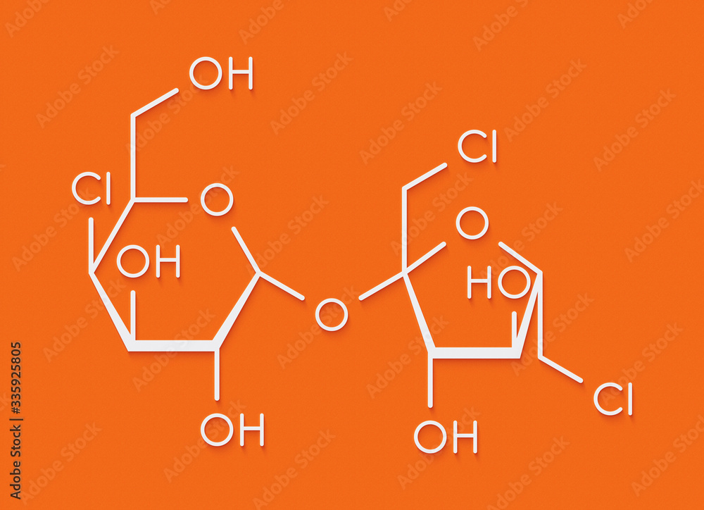Sucralose artificial sweetener molecule. Used as sugar substitute ...