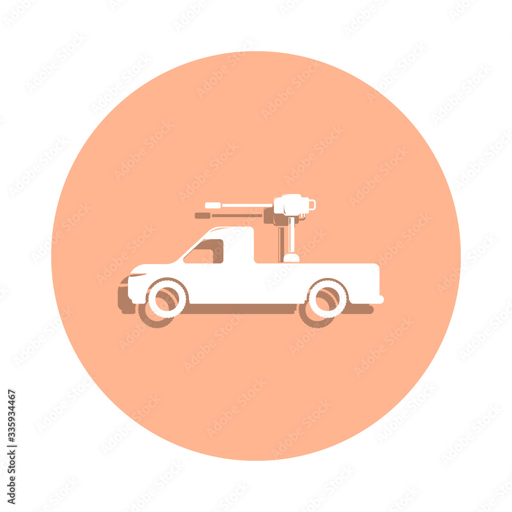 Military machine with a machine gun badge icon. Simple glyph, flat ...