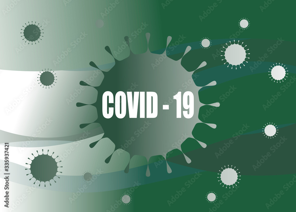 Medical background with viral cells depicting the Covid 19 pandemic ...
