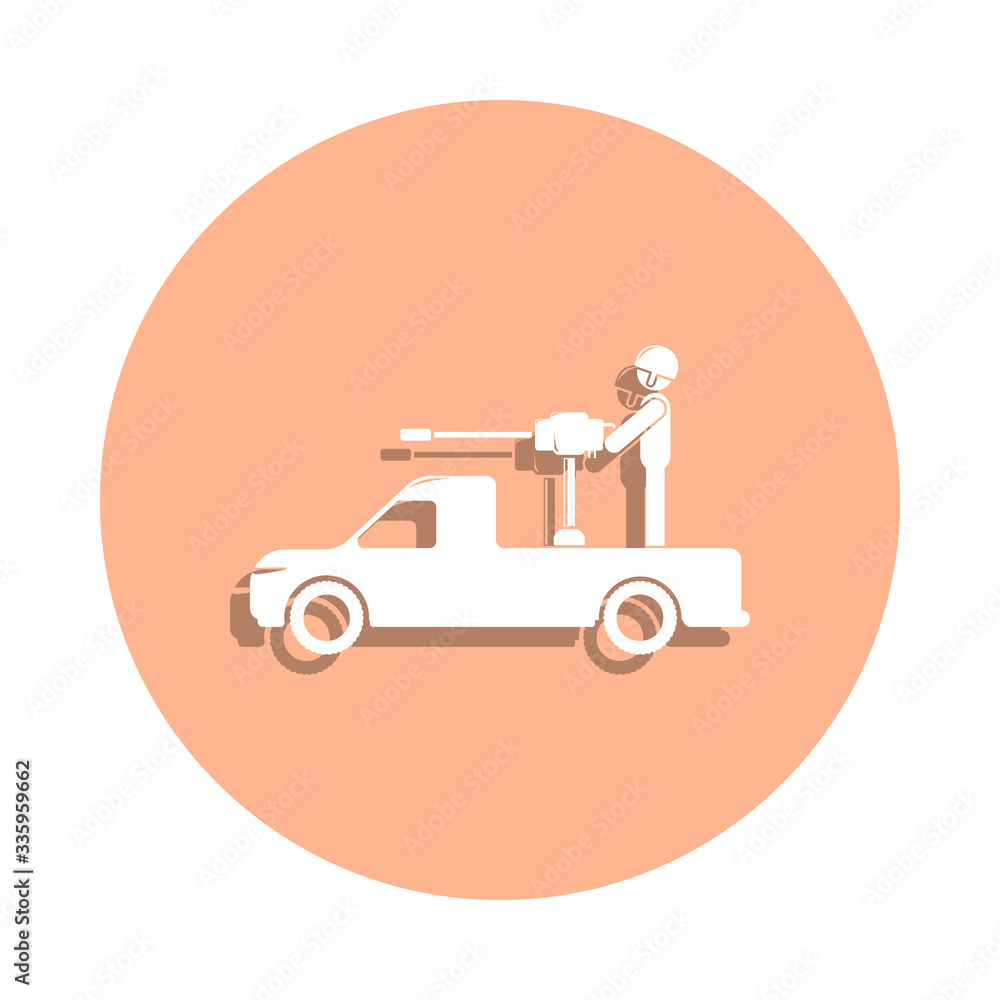 Soldier in the car with a machine gun badge icon. Simple glyph, flat ...