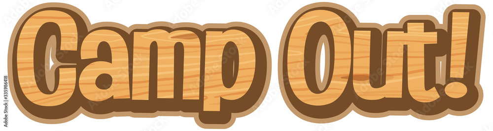 Font design for word camp out on white background Stock Vector | Adobe ...