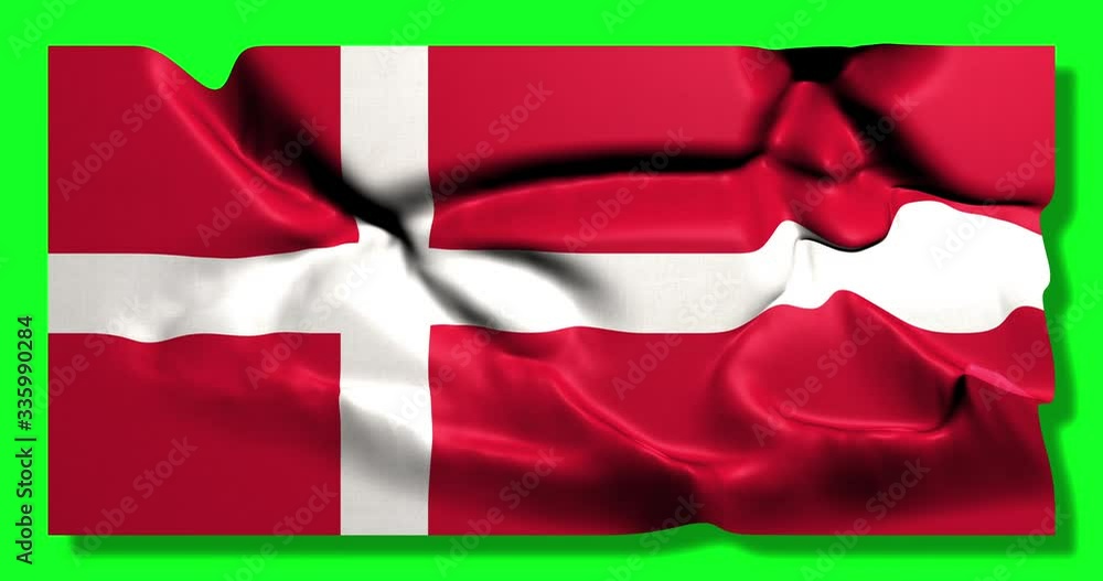 Green screen hiper realistic loop of Denmark flag waving in the wind ...