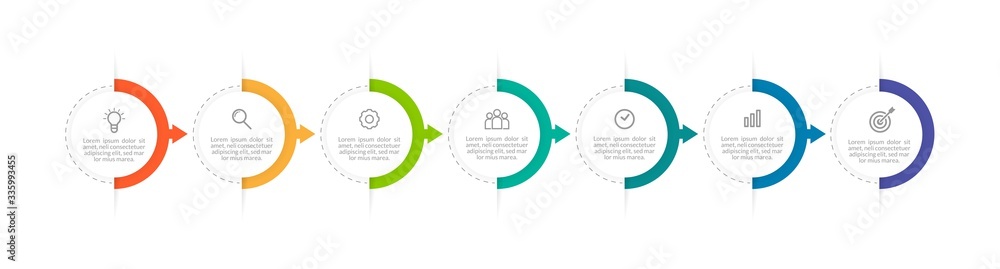 Minimal Business Infographics template. Timeline with 7 steps, options ...