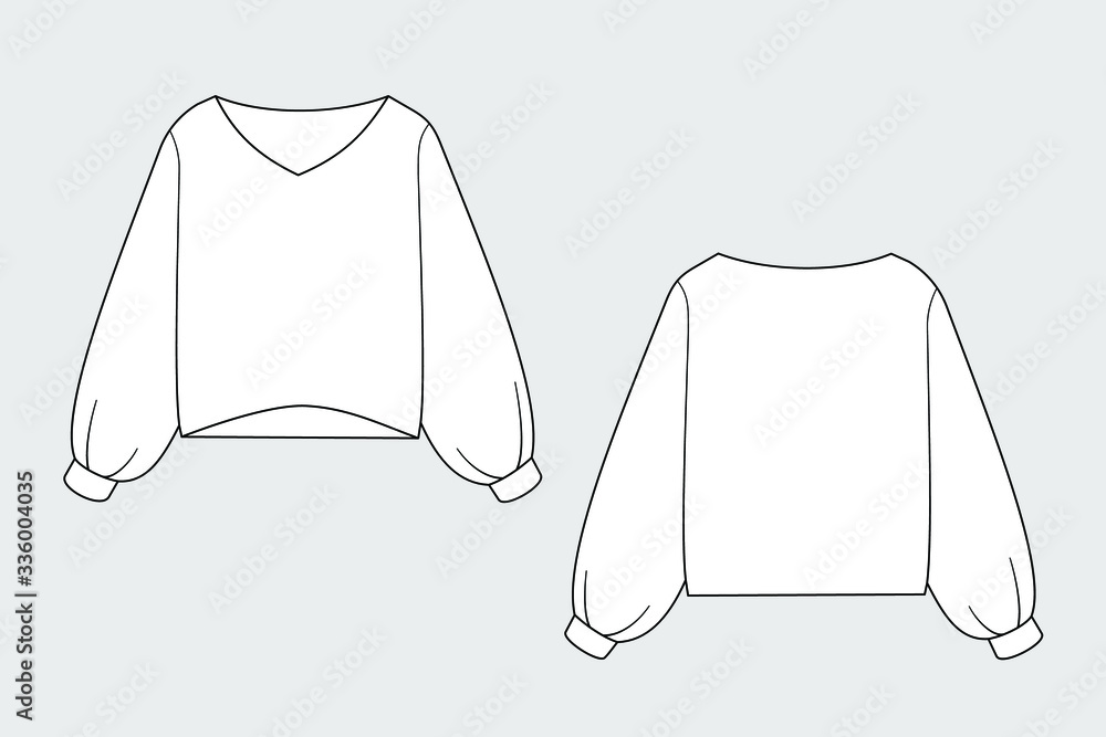 Female sweatshirt vector template isolated on a grey background. Front ...
