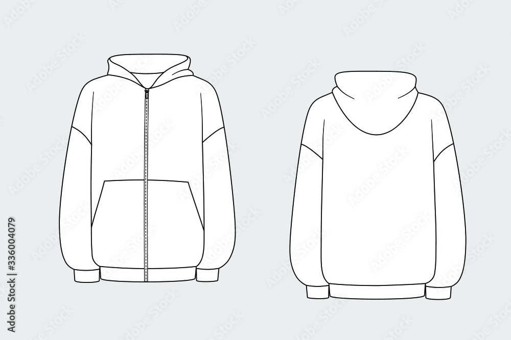 Sweatshirt with zipper vector template isolated on grey background ...