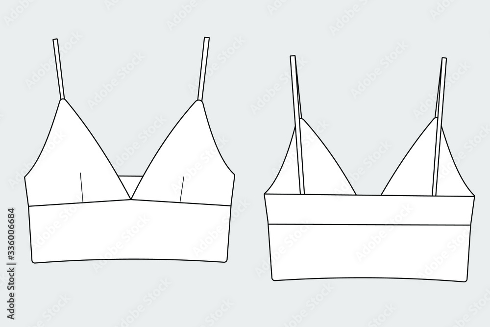 Lingerie bra female vector template isolated on a grey background ...