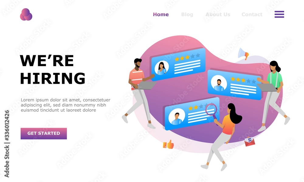 Vetor de Job Hiring and Online Recruitment Vector Illustration Concept ...