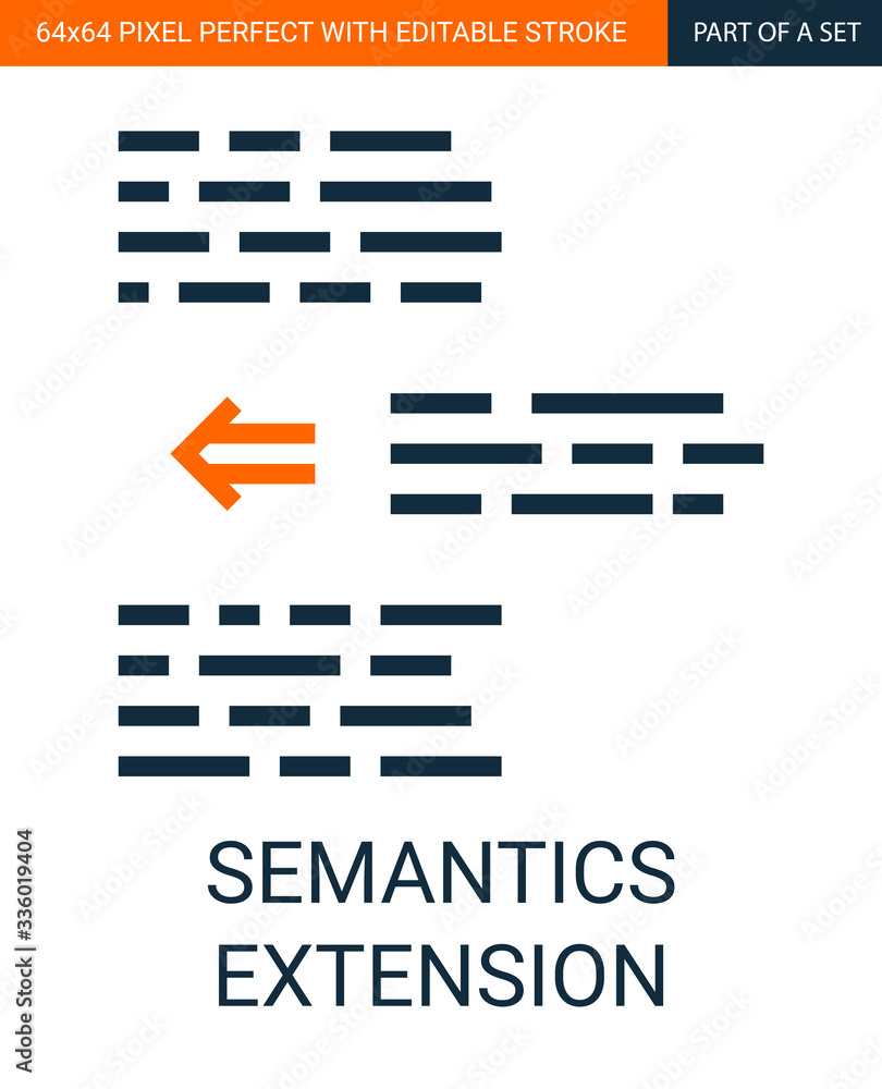 Simple Outline Vector of Text Semantics Extension Icon for UI and UX ...