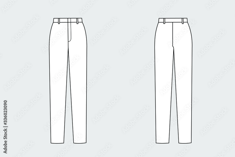 Classic woman trousers vector template isolated on a grey background ...