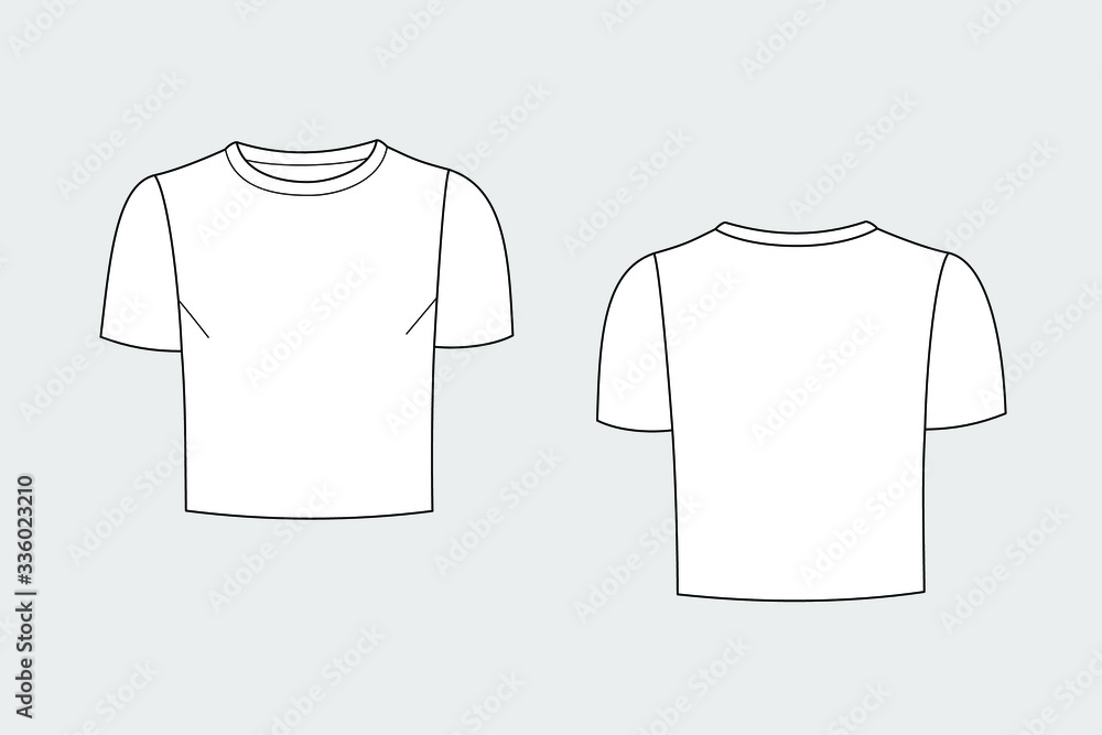 Female t-shirt vector template isolated on a grey background. Front and ...
