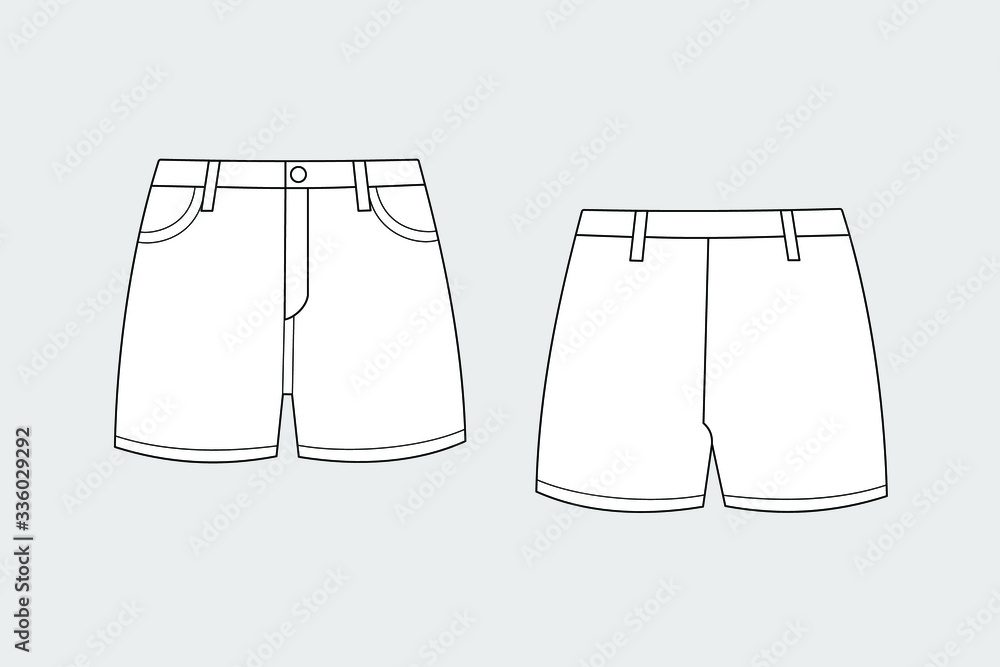 Shorts vector template isolated on a grey background. Female model ...