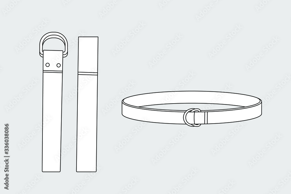 Apparel models template of belt. Simple technical drawings Isolated on ...