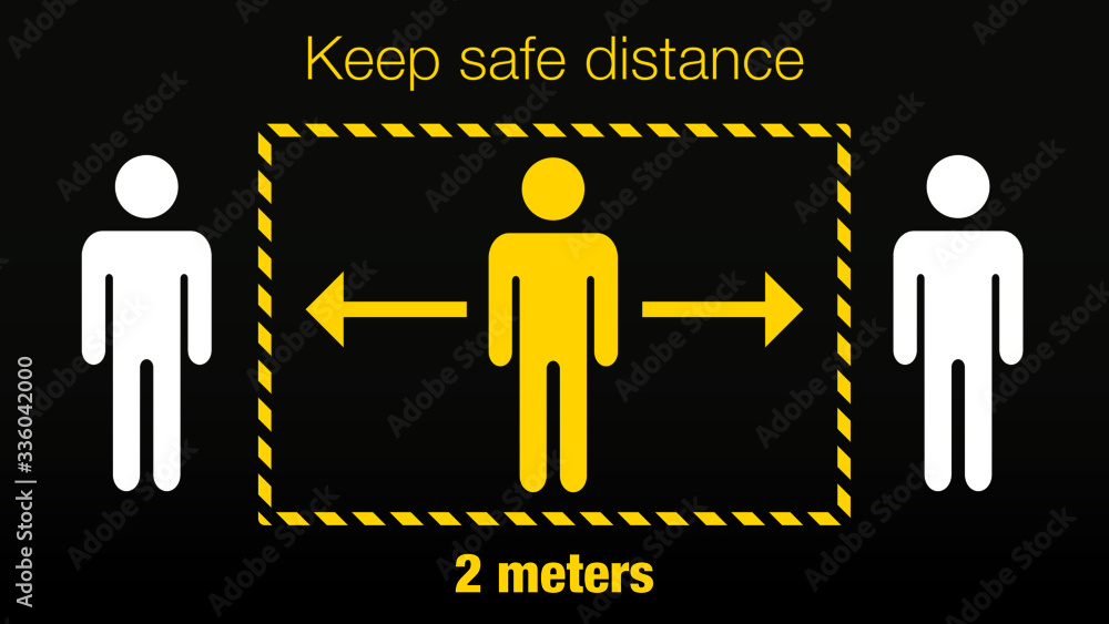 Stay 2 meters away Keep Your Distance Warning Sign Corona and COVID-19 ...