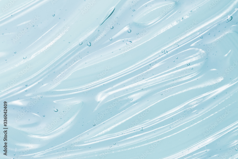 Clear blue gel texture. Hand sanitizer, alcohol gel, moisturizer swatch ...