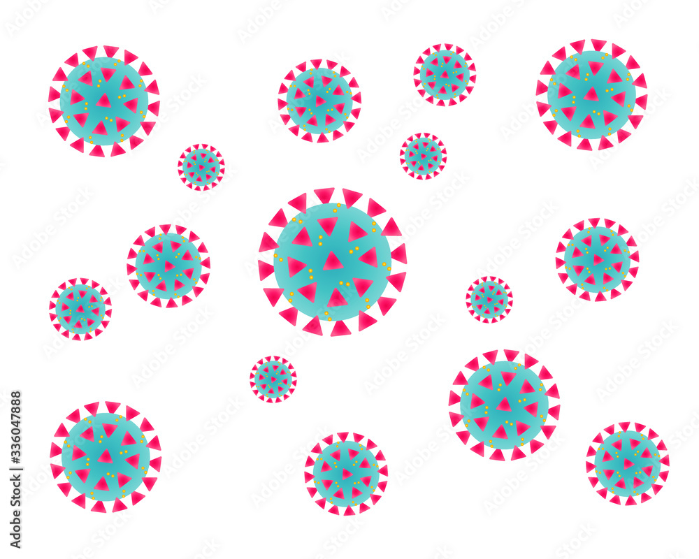 Coronavirus pattern icon. Red corona virus disease symbol. Influenza ...