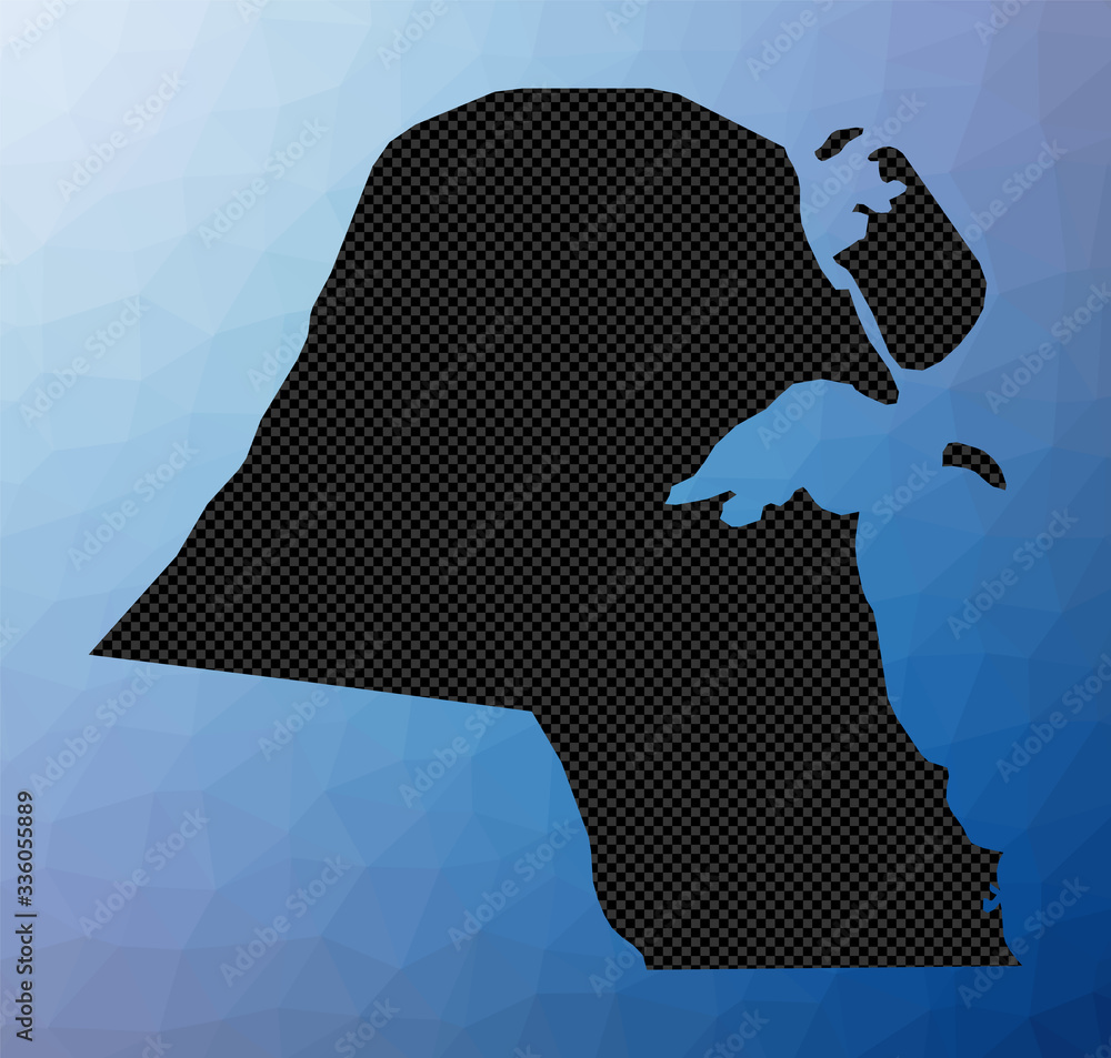Kuwait geometric map. Stencil shape of Kuwait in low poly style ...