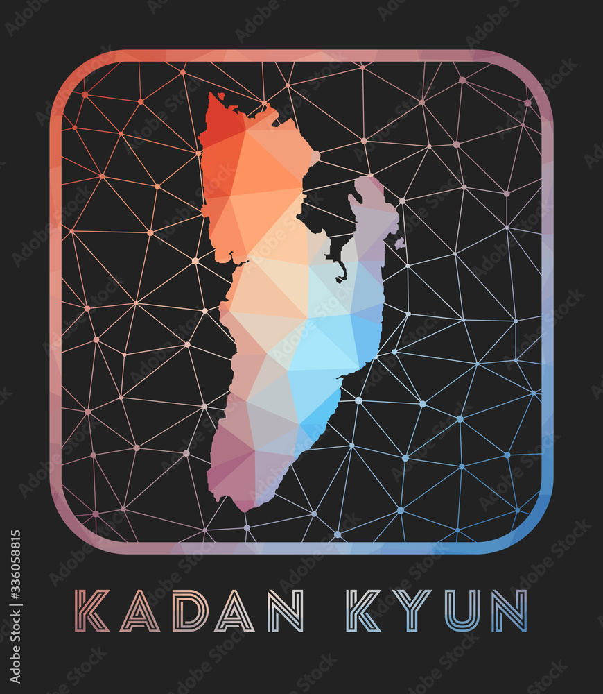 Kadan Kyun map design. Vector low poly map of the island. Kadan Kyun ...