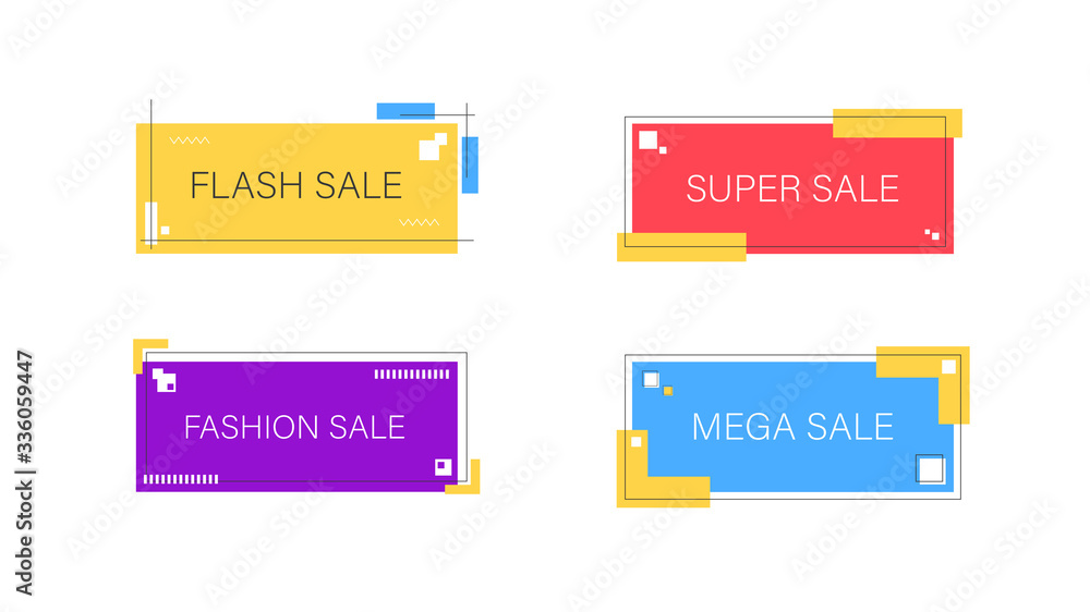 Set of modern flat geometric vector banners for web or presentation ...