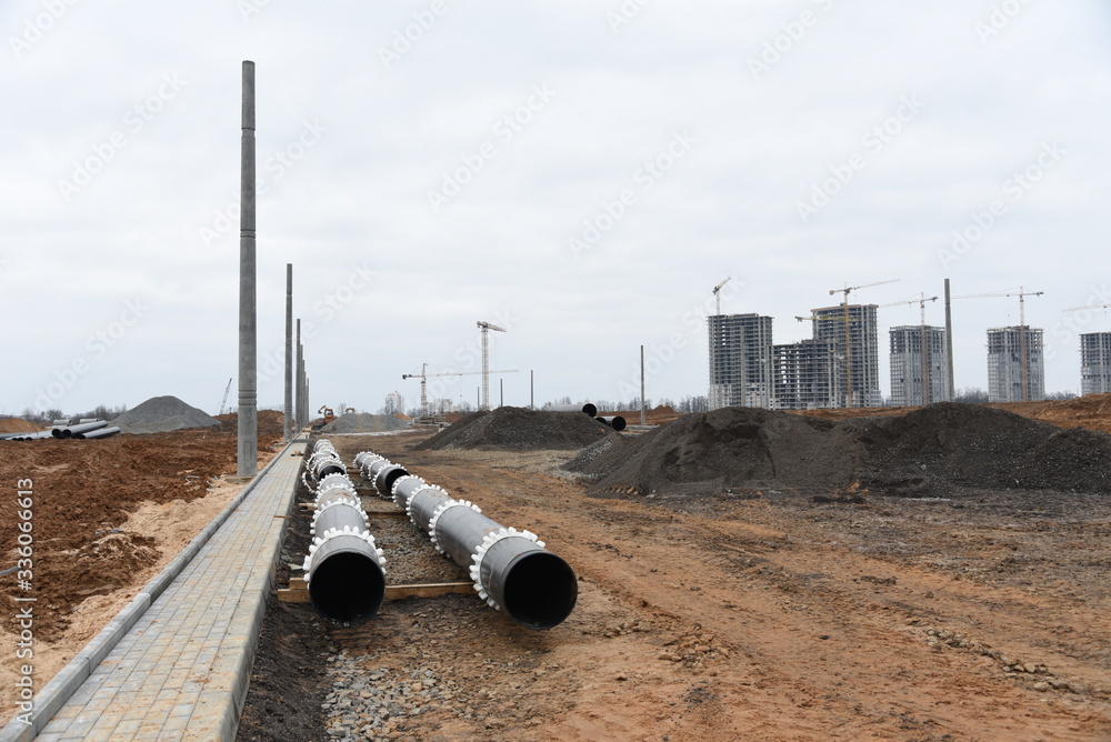 Cast iron sewer pipes for laying an external sewage system at a ...