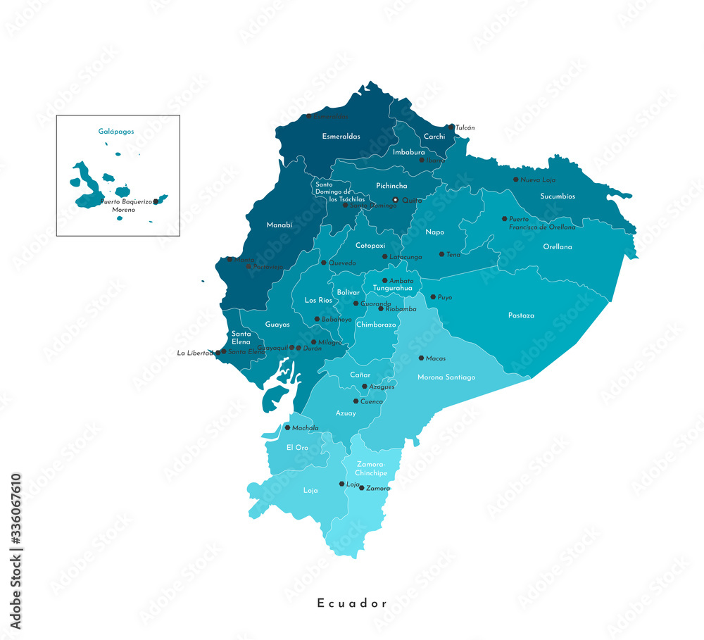 Vector isolated illustration. Simplified administrative map of Ecuador ...