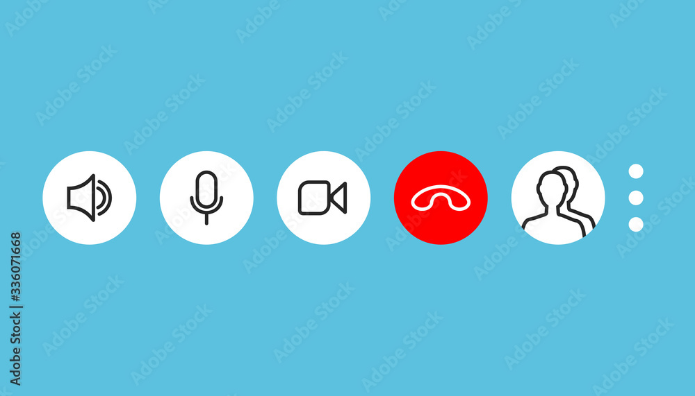 Video call screen template. Video cal icons set. Vector illustration ...
