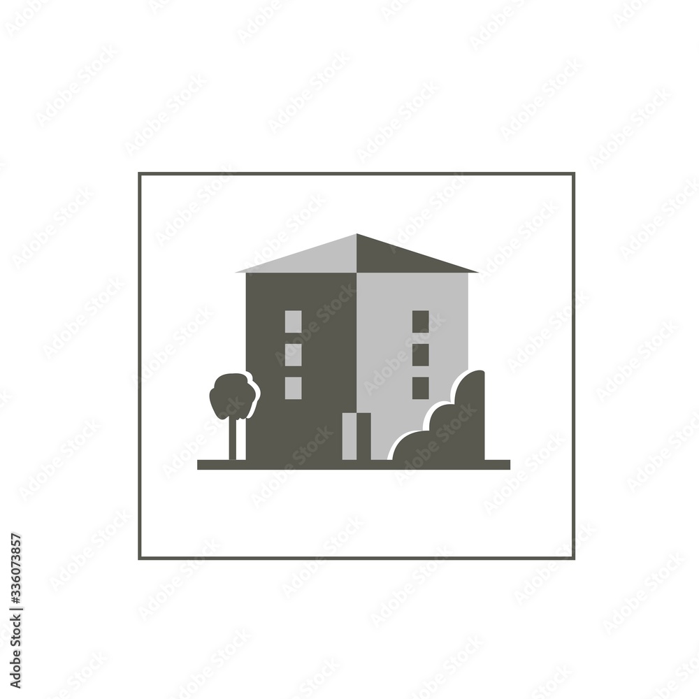Logo of a house with trees. Vector Stock Vector | Adobe Stock