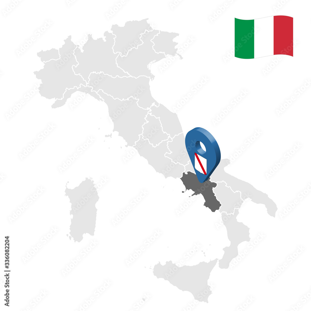 Location region Campaign on map Italy. 3d Campaign location sign ...