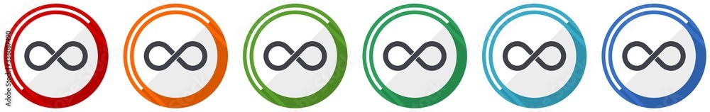 Infinity icon set, eternity, infinite, endless, loop flat design vector ...