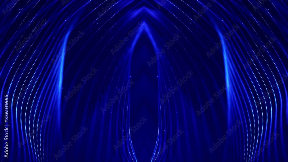 Glow blue particles form lines, symmetrical structures like in ...