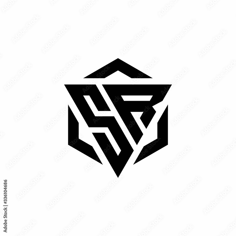 SR Logo monogram with triangle and hexagon modern design template Stock ...