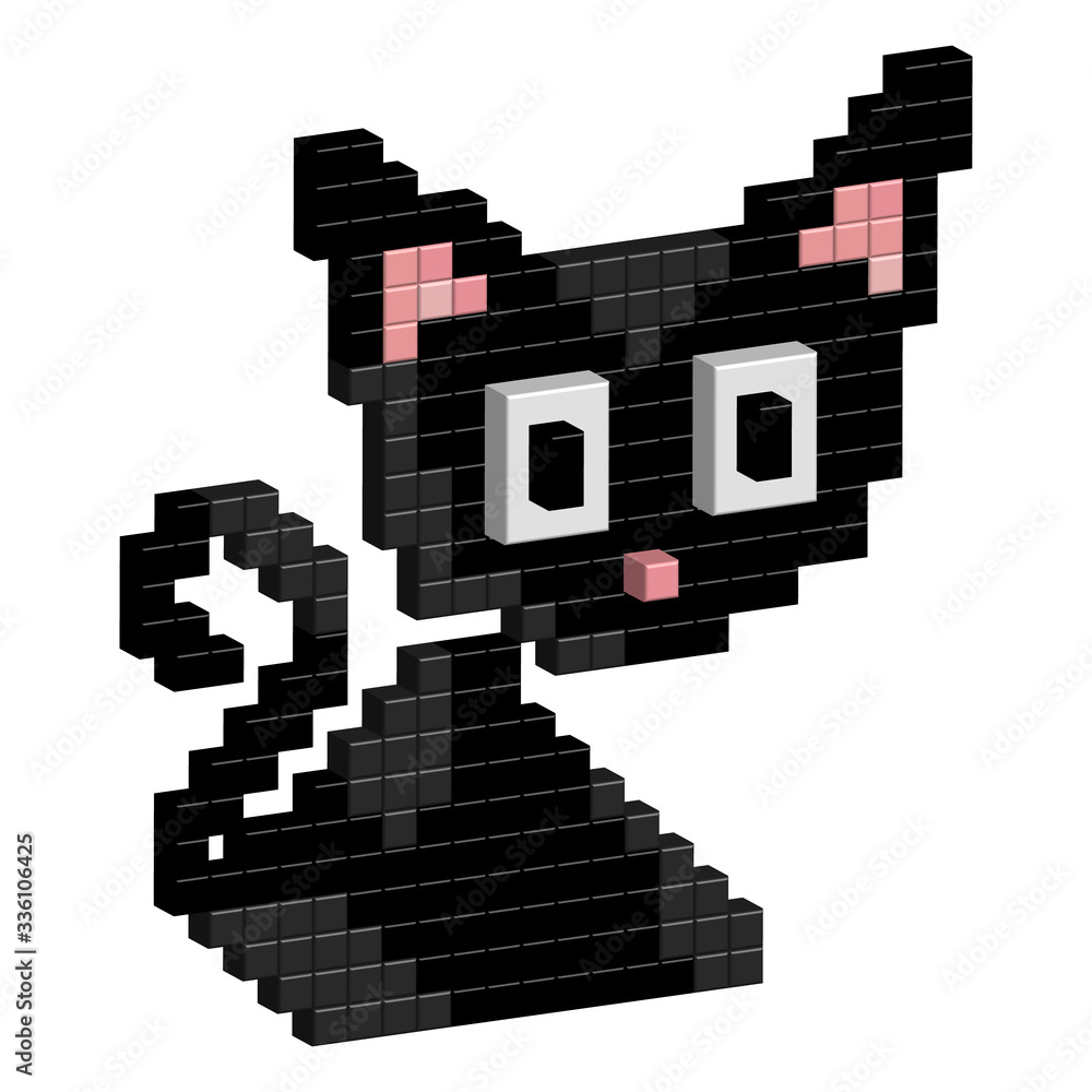 Cat 3D Pixel Art, 8 bit background for design. Stock Vector | Adobe Stock