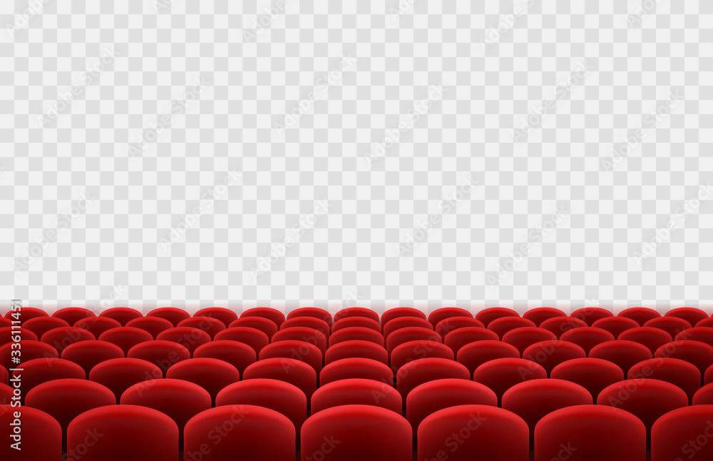 Cinema or movie seats isolated on transparent background. Vector rows ...