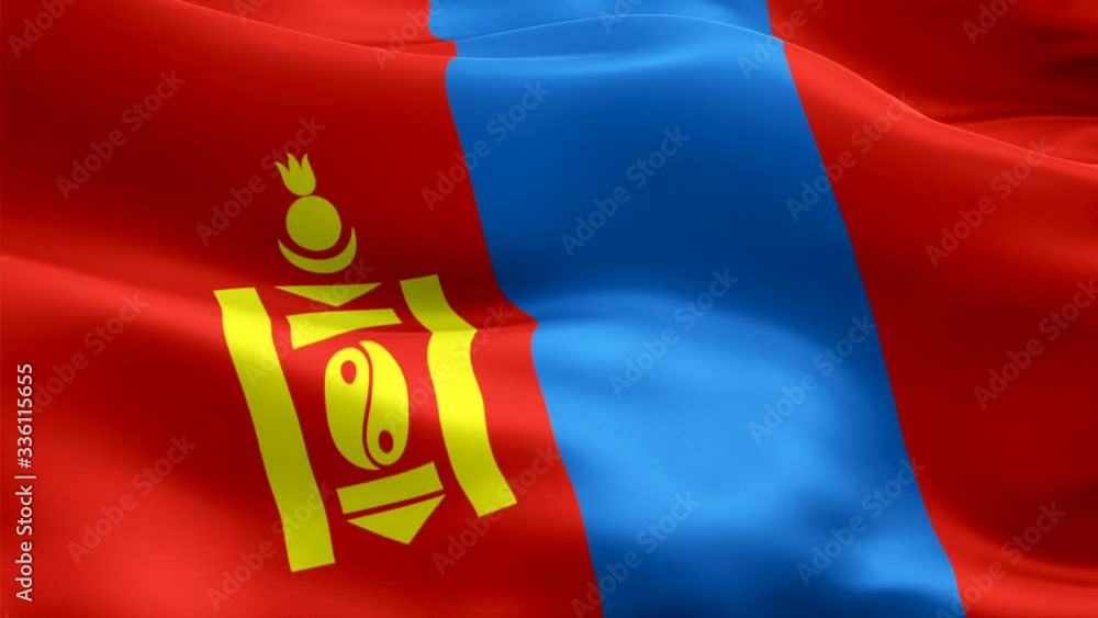 Mongolia waving flag. National 3d Mongolian flag waving. Sign of ...