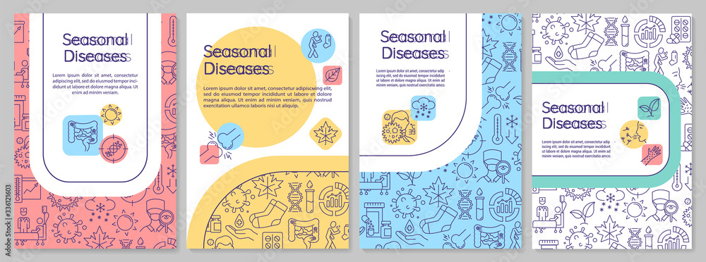 Seasonal disease brochure template. Common cold, rotavirus. Flyer ...