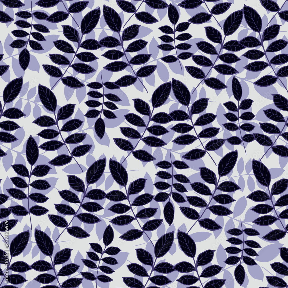 Vector classic blue ash leaves texture Seamless pattern , Blue trend ...