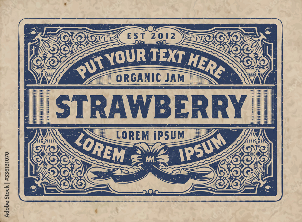 Vintage Organic Jam Label with Floral Elements Stock Vector | Adobe Stock
