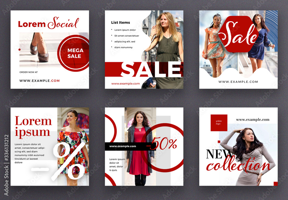 Fashion Store Social Media Post Layout Set Stock Template | Adobe Stock