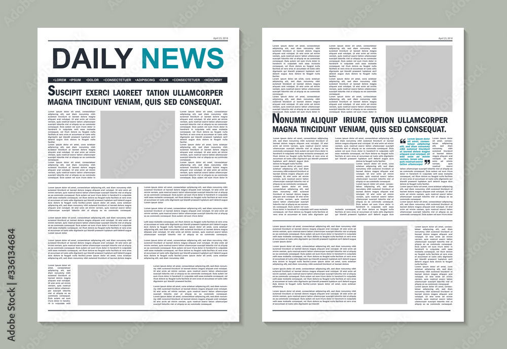 Newspaper Page Mockup Newsletter Journal Template With Headline For Newspaper Page Mockup Newsletter Journal Template With Headline For
