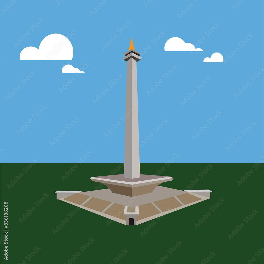 Jakarta Monas Flat Vector Design Illustration. National Monument of ...