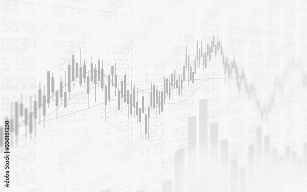 Double exposure financial chart with uptrend line graph in stock market ...