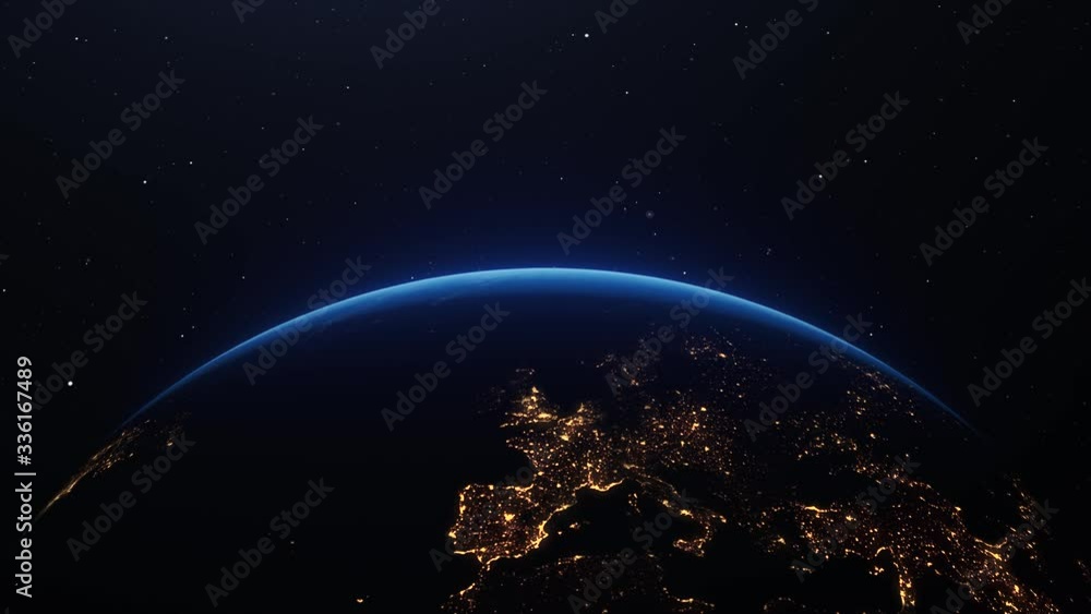 4K Beautiful sunrise world skyline. Planet earth from space. Planet ...