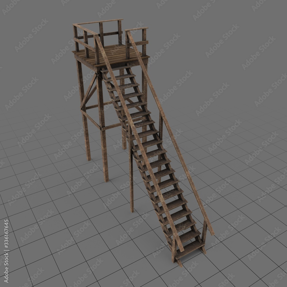Wooden staircase Stock 3D asset | Adobe Stock