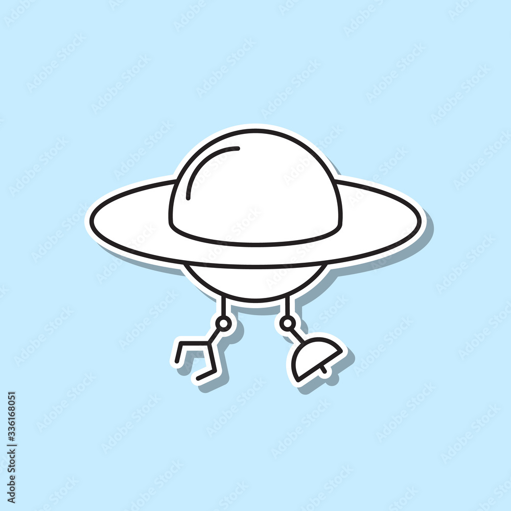 Space aliens. Ufo sticker icon. Simple thin line, outline vector of ...