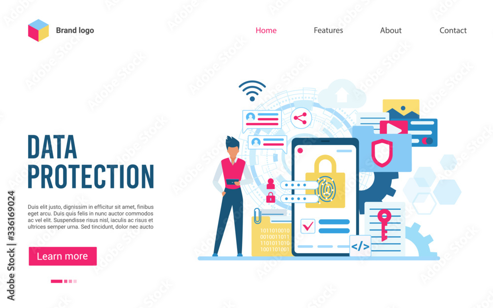 Data Protection software and privacy flat vector illustration web ...