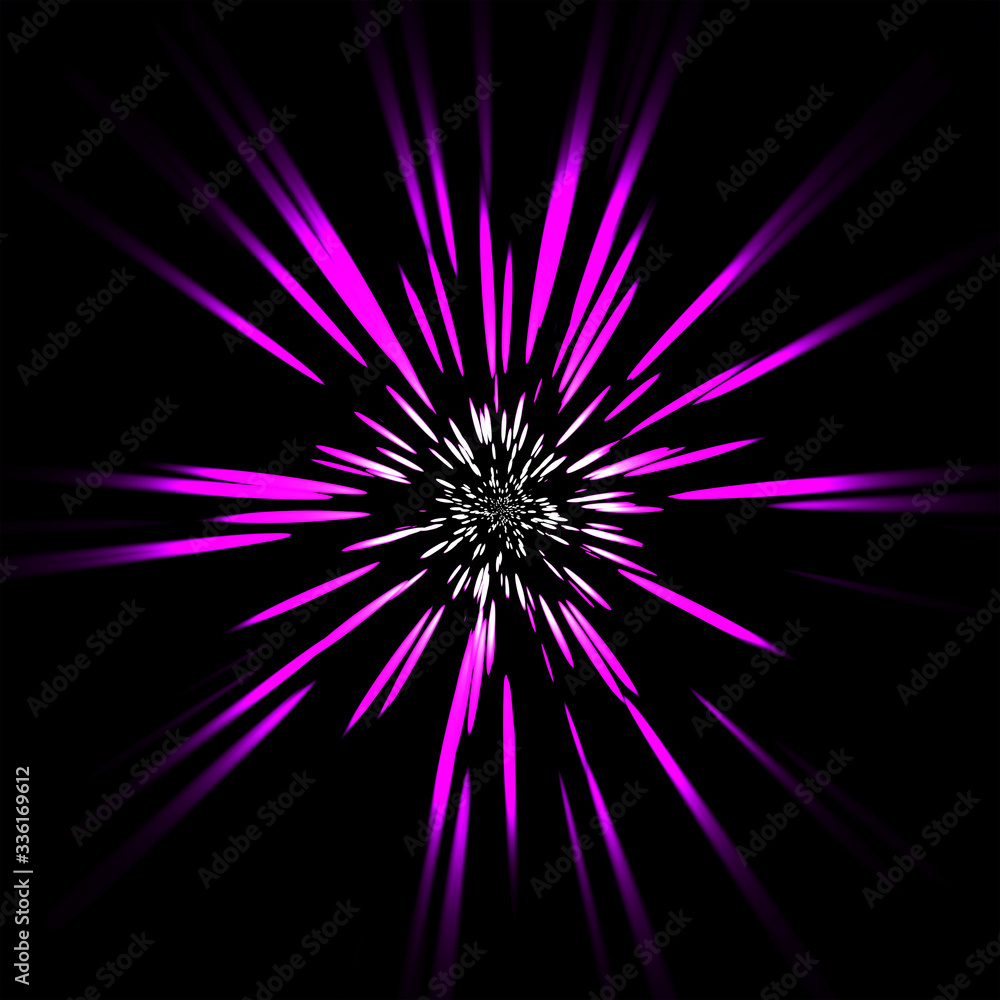 Explosion of a star with purple sparks in space.Dark background with ...
