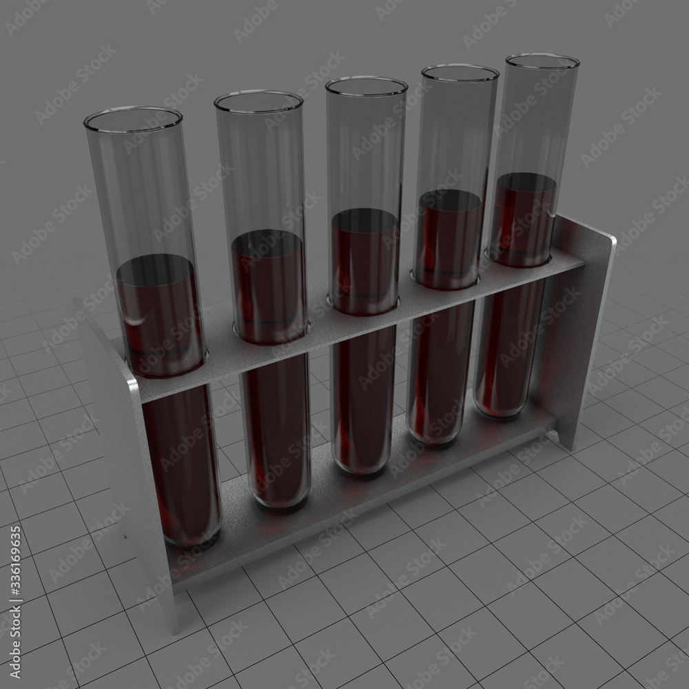 Test tubes in rack Stock 3D asset | Adobe Stock