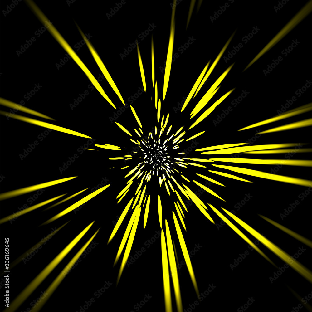 Explosion of a star with yellow sparks in space.Dark background with ...