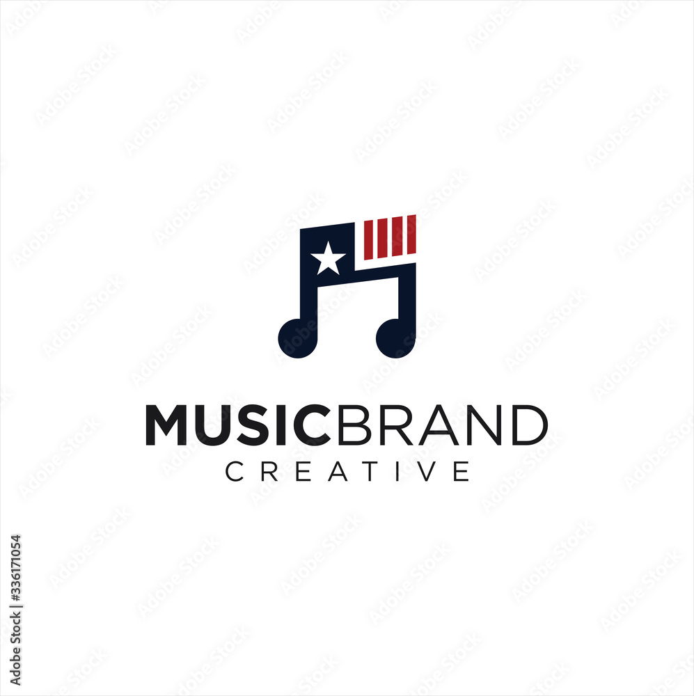 Music note Logo Design Usa American Illustration. Sound media Logo ...